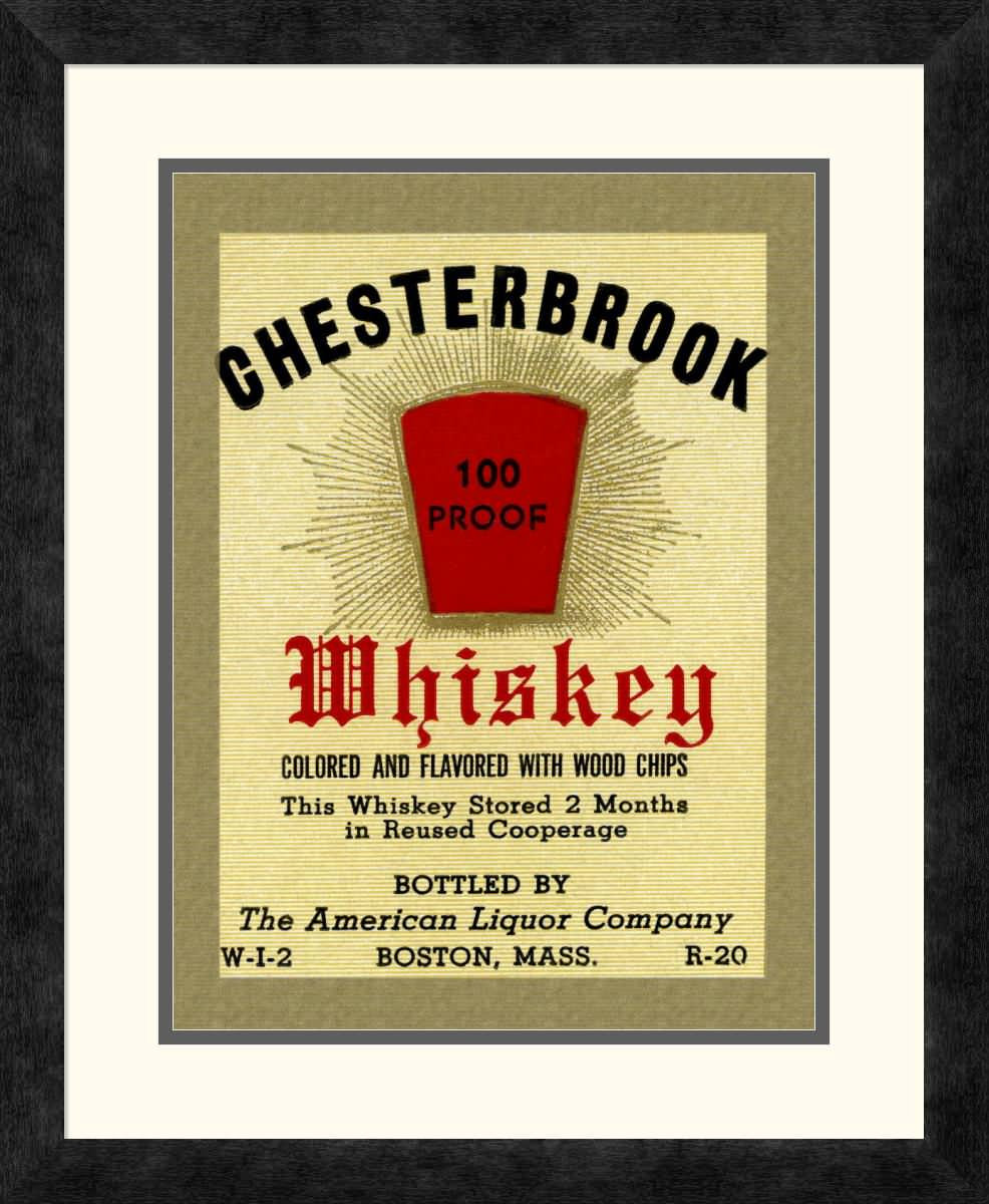 "Chesterbrook Whiskey" Framed Digital Print by Vintage Booze Labels, 18 ...