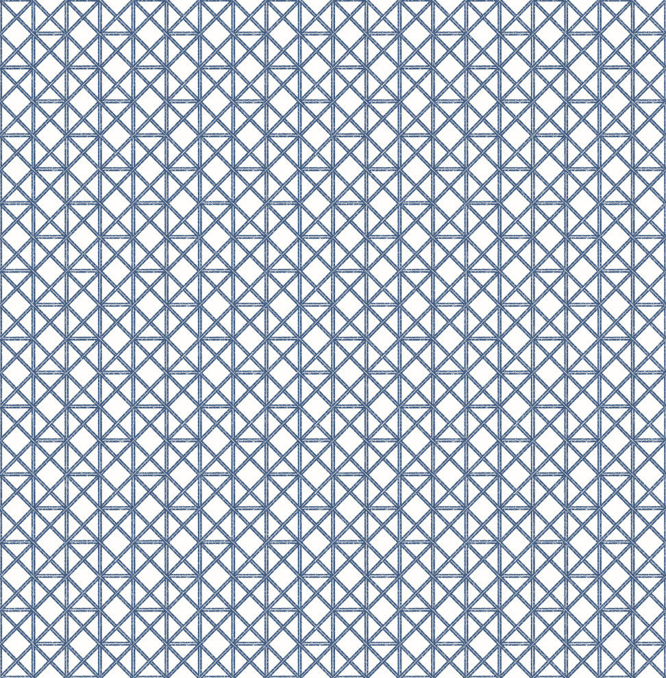 Lisbeth Blue Geometric Lattice Wallpaper, Sample, Swatch - Contemporary ...