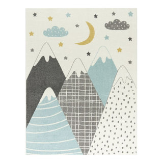 Kids Rug With Mountains and Dreamy Stars, 5'3"x7'3" - Contemporary ...