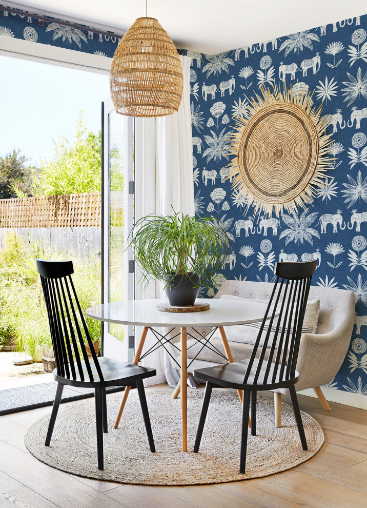 Bazaar Blue Elephant Oasis Wallpaper, Bolt - Tropical - Wallpaper - by ...