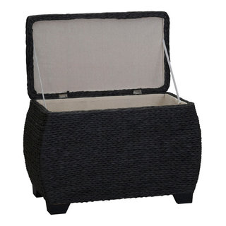 Large Curved Woven Storage Chest, Liner, Paper Rope - Beach Style ...