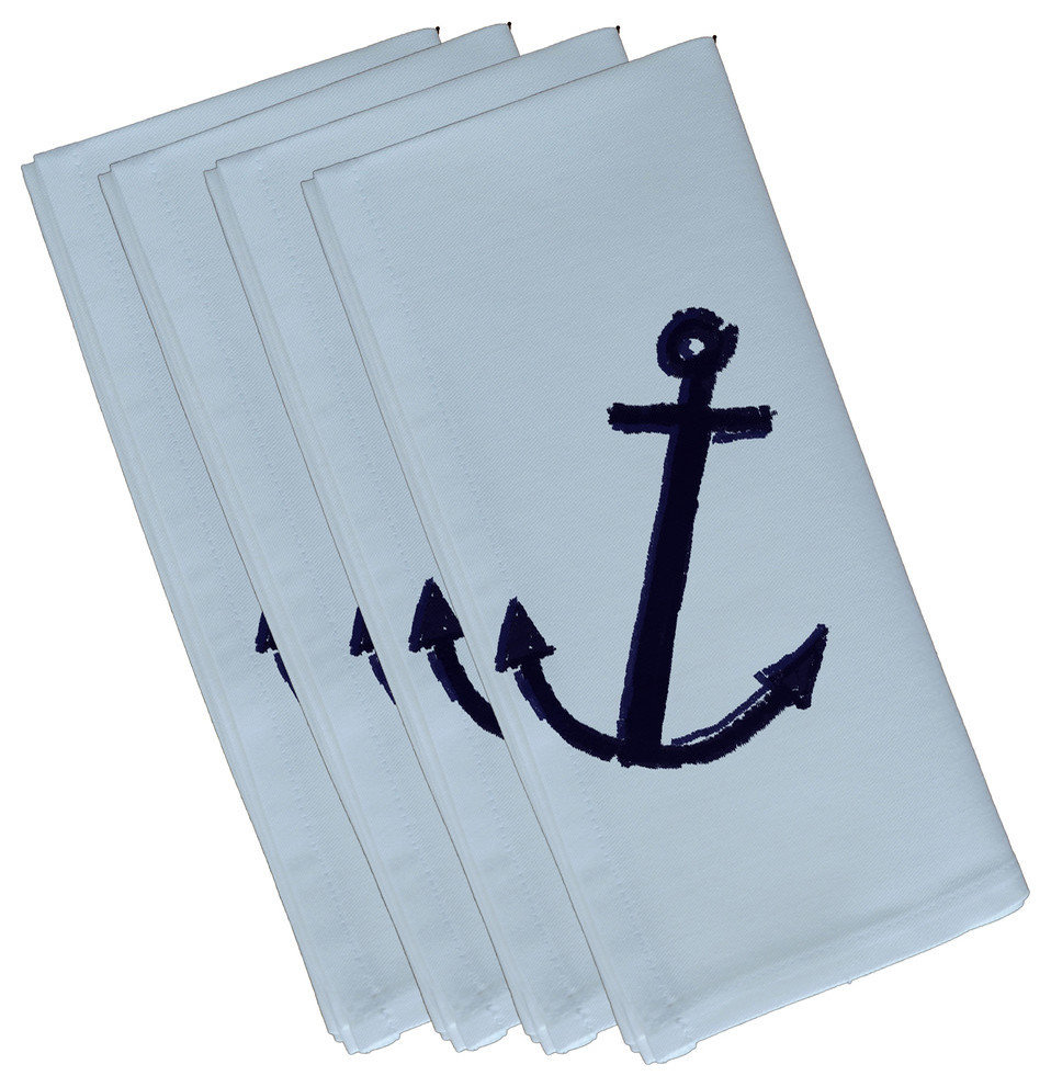 Polyester Decorative Napkin, Anchor, Set of 4 - Beach Style - Napkins ...