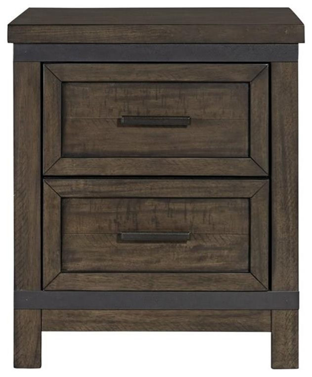Home Square 2 Drawer Wood Night Stand Set in Brown (Set of 2 ...