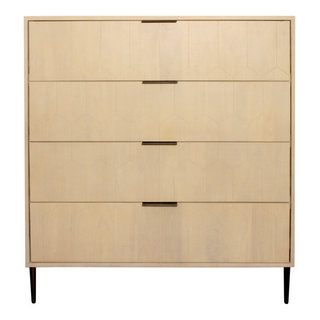 Ren 4-Drawer Chest, Contemporary Aged Natural Finish on Solid Wood ...