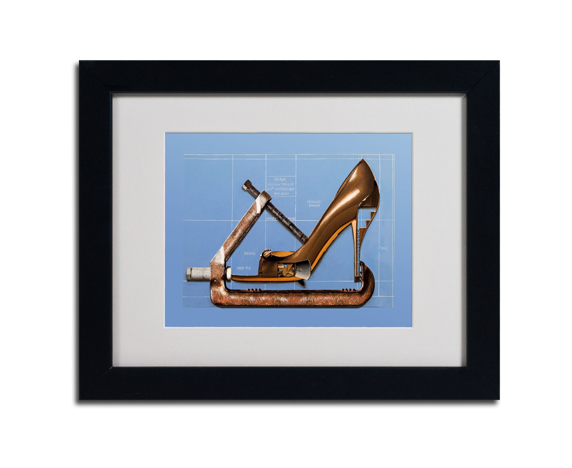 'Prada Construction' Matted Framed Canvas Art by Roderick Stevens, 11 ...