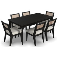 Pemberly Row 7-Piece Mid-Century Wood Rectangle Dining Set in Black ...