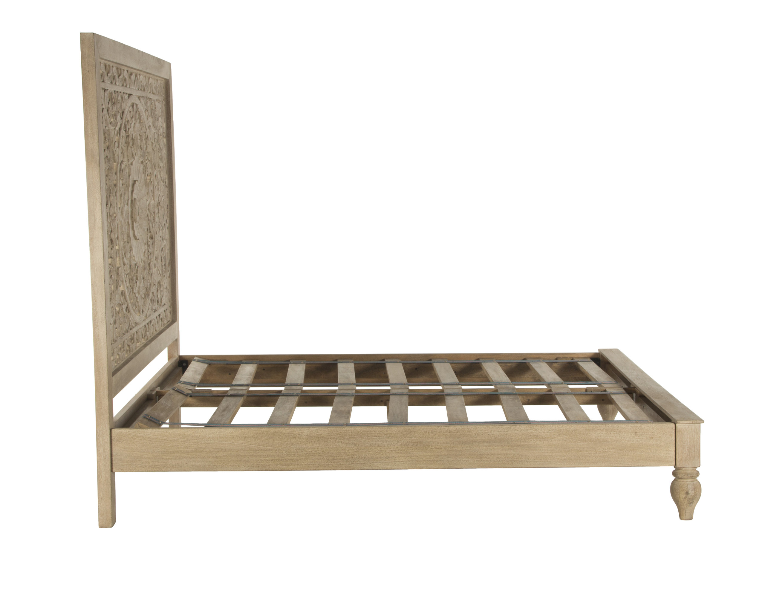 Haveli Solid Mango Wood Bed, Queen - Farmhouse - Platform Beds - by ...