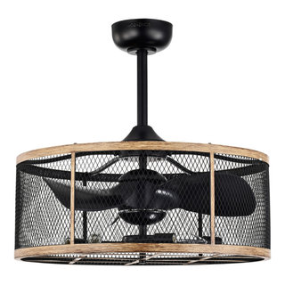 Merdan 24 in. Indoor Black and Brown Finish Ceiling Fan - Farmhouse ...