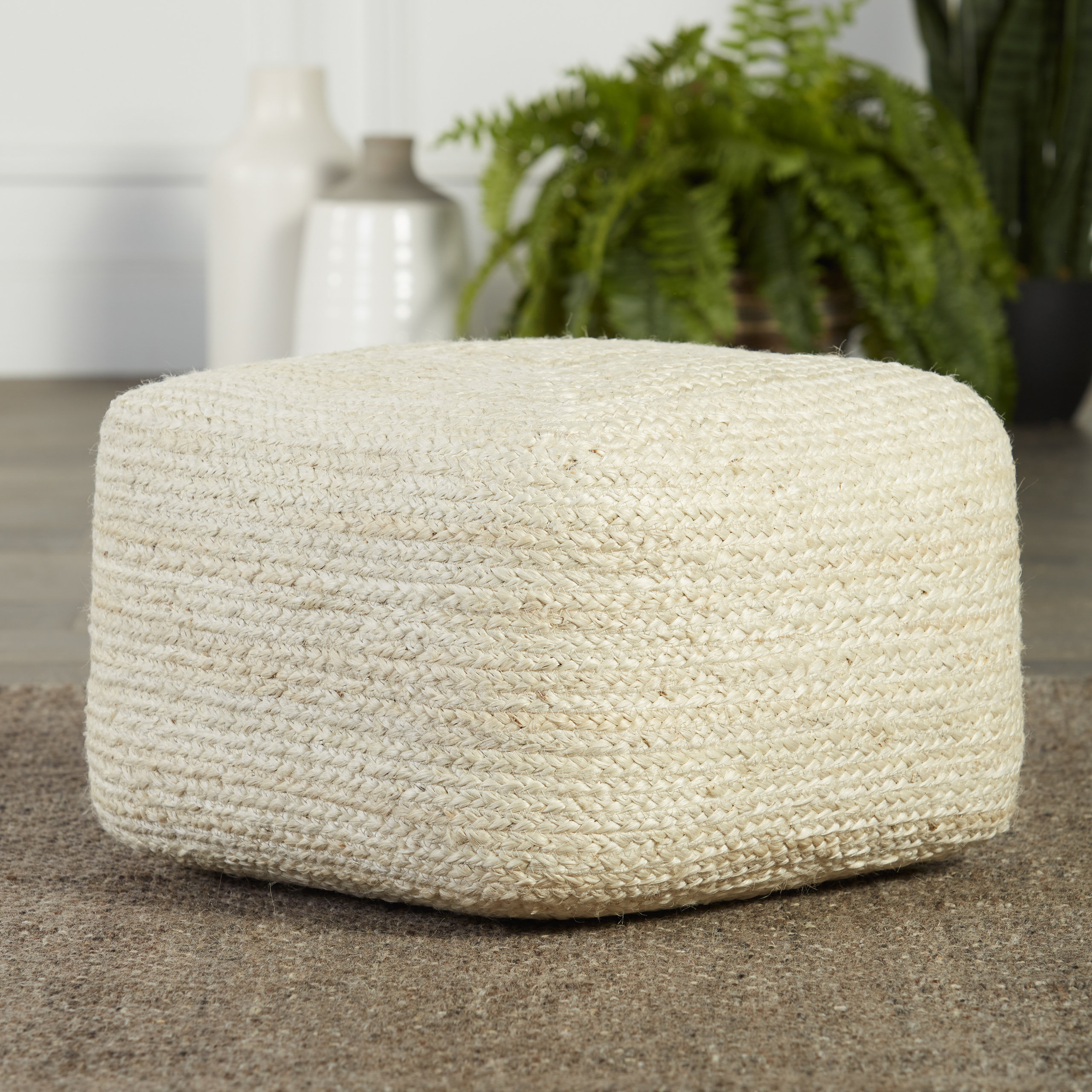 Jaipur Living Sangam Solid Ivory Cuboid Pouf - Beach Style - Floor Pillows And Poufs - by Jaipur ...