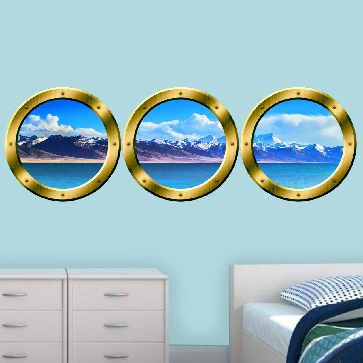 VWAQ Cruise Ship Wall Decals - Boat Decor, Ocean View Wall Portholes ...