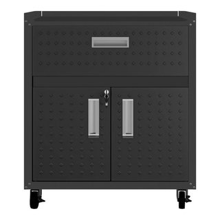 Manhattan Comfort Fortress Mobile Garage Cabinet With Charcoal Gray ...