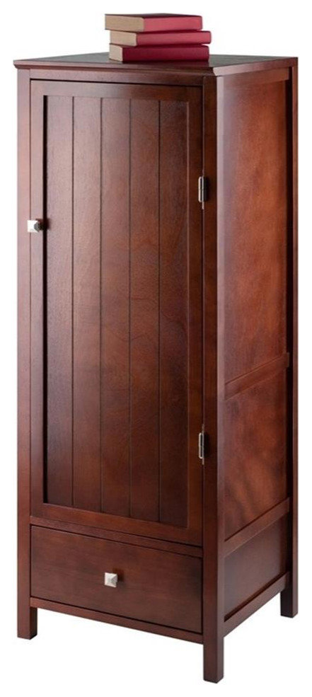 Pemberly Row Transitional Solid Wood Close Cupboard w/ Drawer in ...
