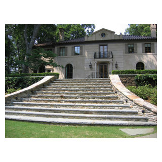 Grand Staircase in Fieldstone and Bluestone; Entry shows Limestone ...