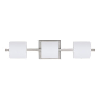 Paolo 3 Light Bathroom Vanity Light, Satin Nickel, LED, Opal Matte ...