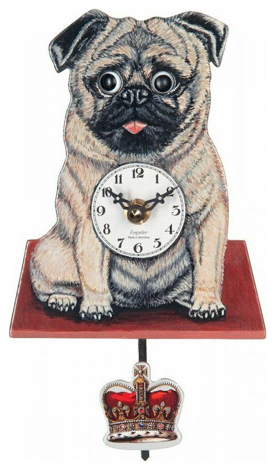 River City Clocks Pug-06Q Pug Dog Clock With Moving Eyes - Contemporary ...