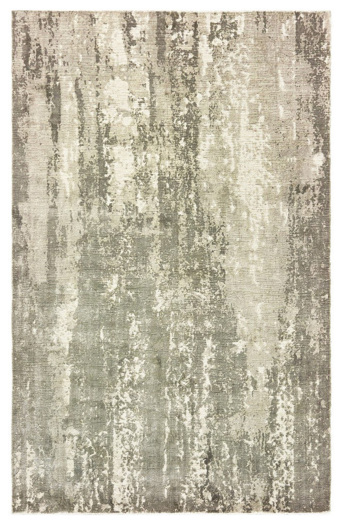 10" x 14" Gray and Ivory Abstract Splash Indoor Area Rug - Contemporary ...
