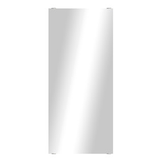 Modern Rustic Non Beveled Frameless Mirror With Chrome Square Clips, 26 ...