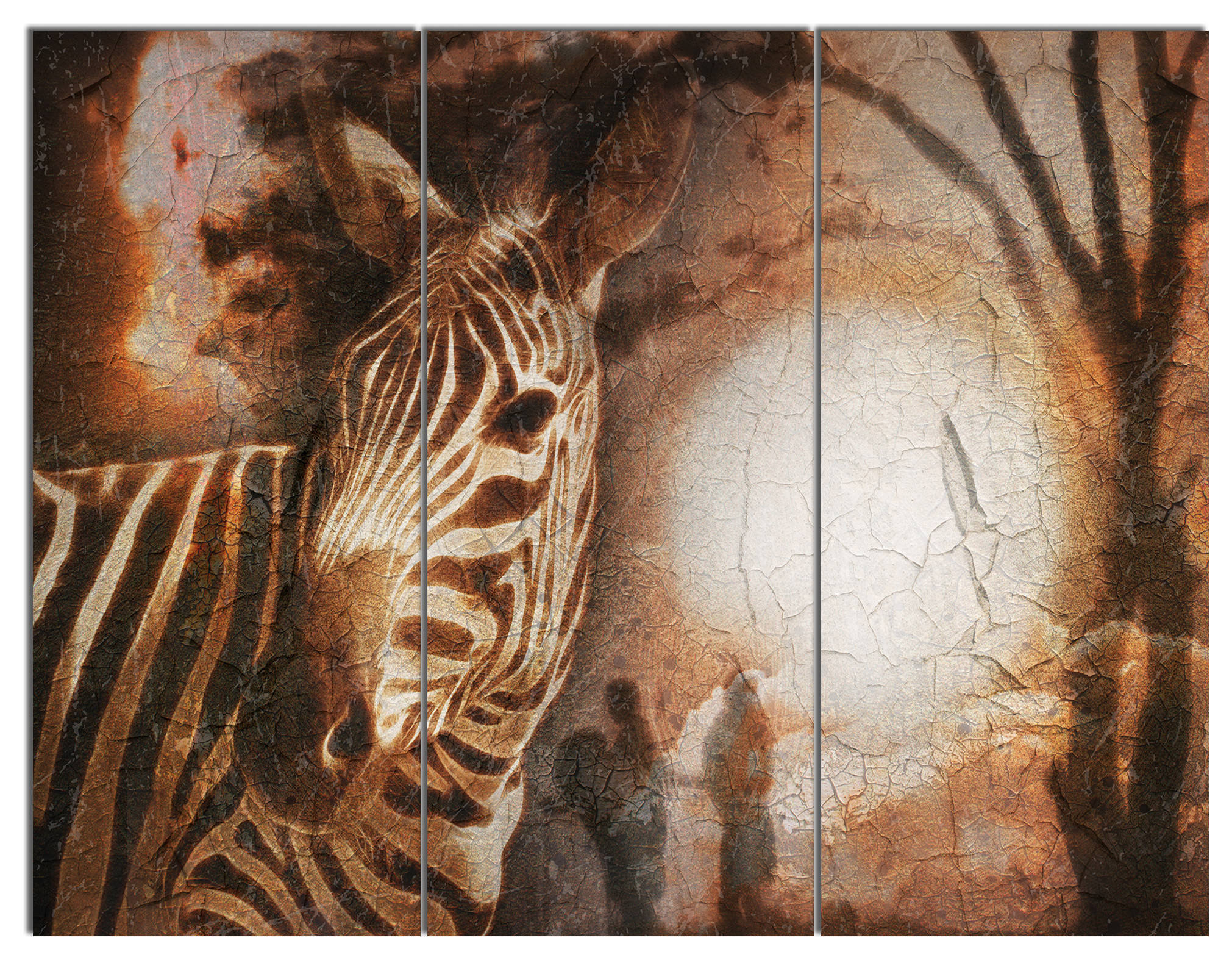 "Vintage-Style African Zebra", 36"x28" - Contemporary - Metal Wall Art ...