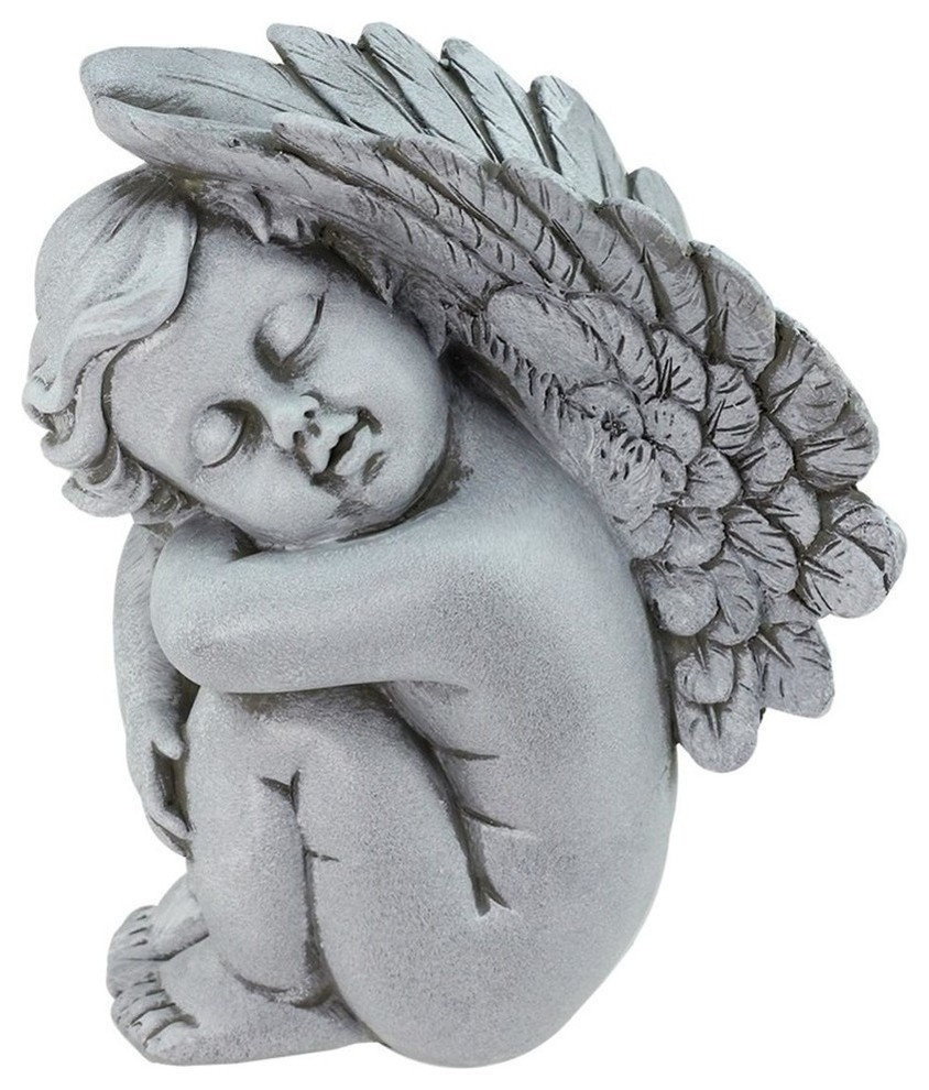 7" Left Facing Sleeping Cherub Angel Patio Garden Statue - Modern ...