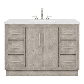 Hugo 48" Single Sink Carrara Marble Top Vanity Hook Faucet, HU48CW01GK ...