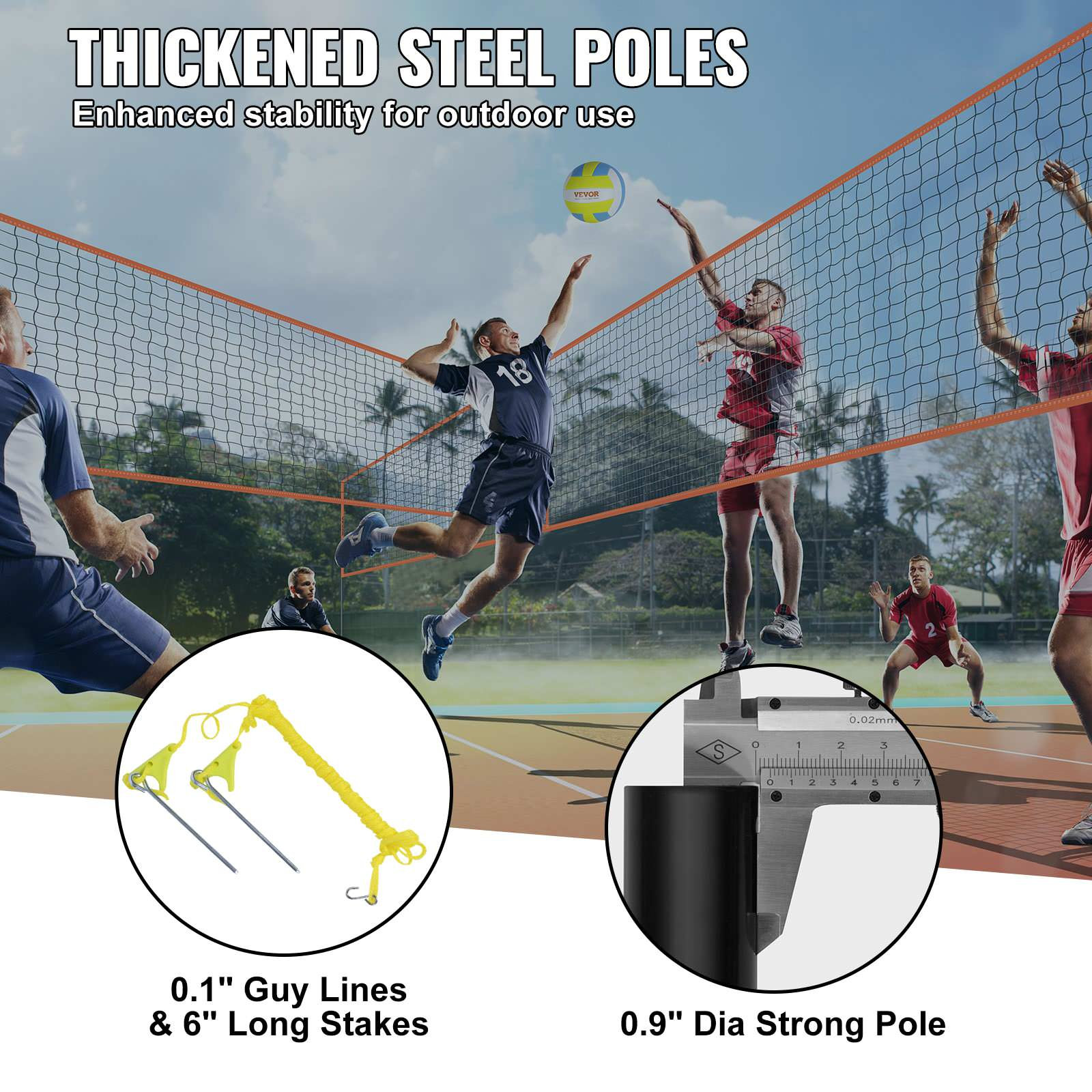 VEVOR 4-Way Volleyball Net Adjustable Volleyball Game Set with Ball ...