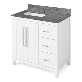Jeffrey Alexander Cade Transitional White 36" Left Offset Vanity ...