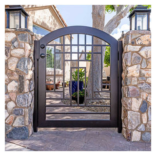 Arched Custom Geometric Iron Gate - Contemporary - Exterior - Phoenix ...