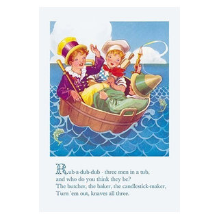 Rub-A-Dub-Dub, Three Men in a Tub, 20" x 30" - Traditional - Prints And ...