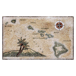 Mosaic Compass Designs, Hawaiian Islands, 59" x 35" - Tropical - Tile ...