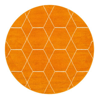 Rug Unique Loom Trellis Frieze Orange Round 5' 0 x 5' 0 - Contemporary ...