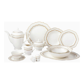 Lorren Home Trends 57 Piece Bone China, Charlotte, Service for 8 ...