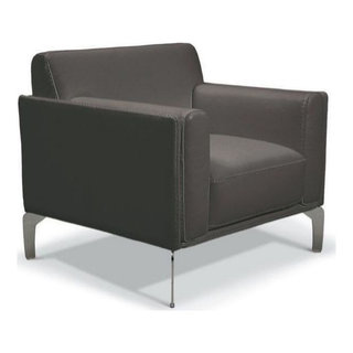 Vidal Allegro Accent Chair Full Grain Italian Leather Dark Gray ...