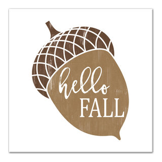 Hello Fall Acorn Wall Art, 20x20 - Rustic - Prints And Posters - by ...