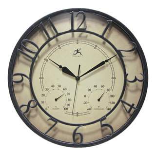 16" Indoor/Outdoor 3D Clock - Rustic - Outdoor Clocks - by Infinity ...