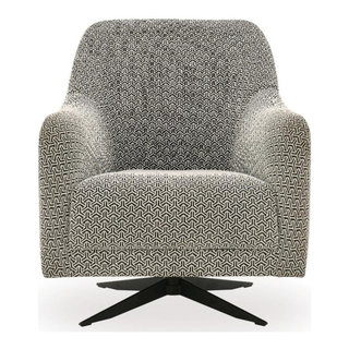 Enza Home Maison Metal & Fabric Swivel Armchair in Black/White ...