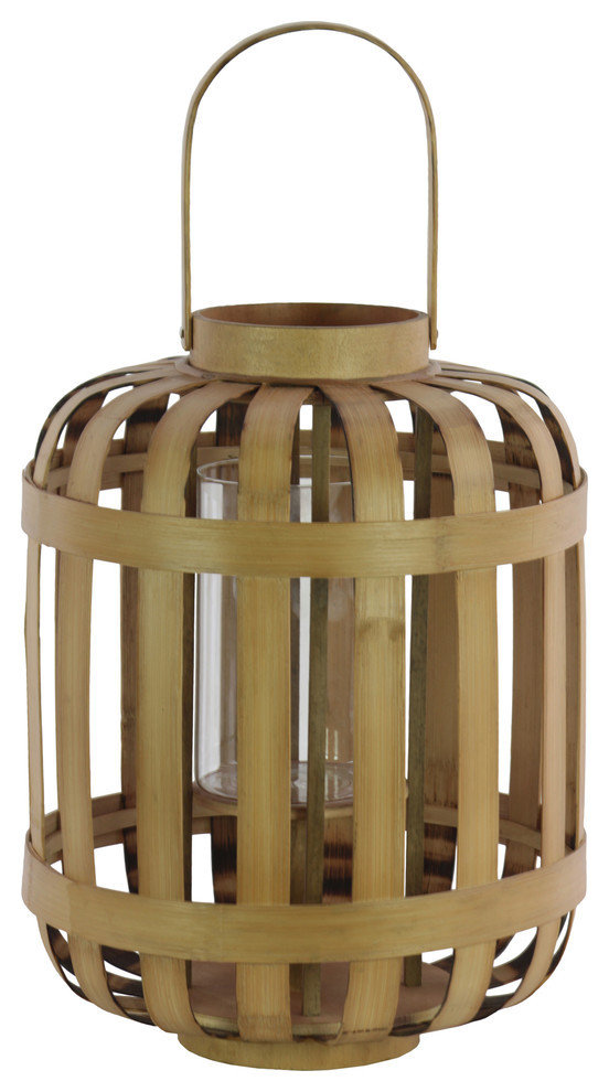 Wood Round Lantern, Lattice Design Body and Handle, Large - Tropical ...