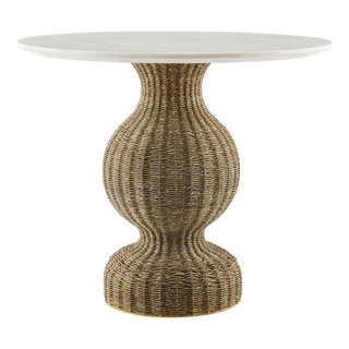 Zale 36" Marble and Seagrass Dining Table - Beach Style - Dining Tables ...