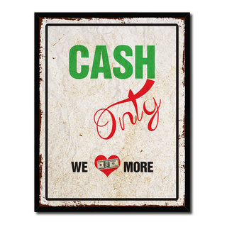Cash Only Business Sign, Canvas, Picture Frame, 13"x17" - Contemporary ...