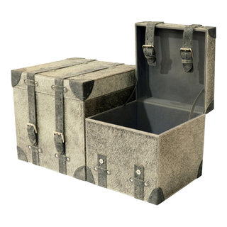 Strapping Leather Boxes, Set of 2 - Traditional - Decorative Boxes - by ...