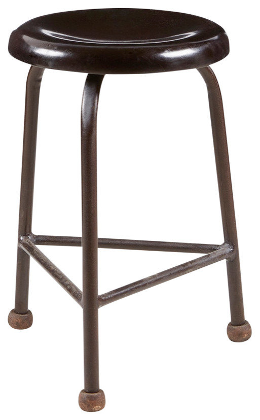 Iron Triangle Stool With Wood Seat - Industrial - Bar Stools And ...