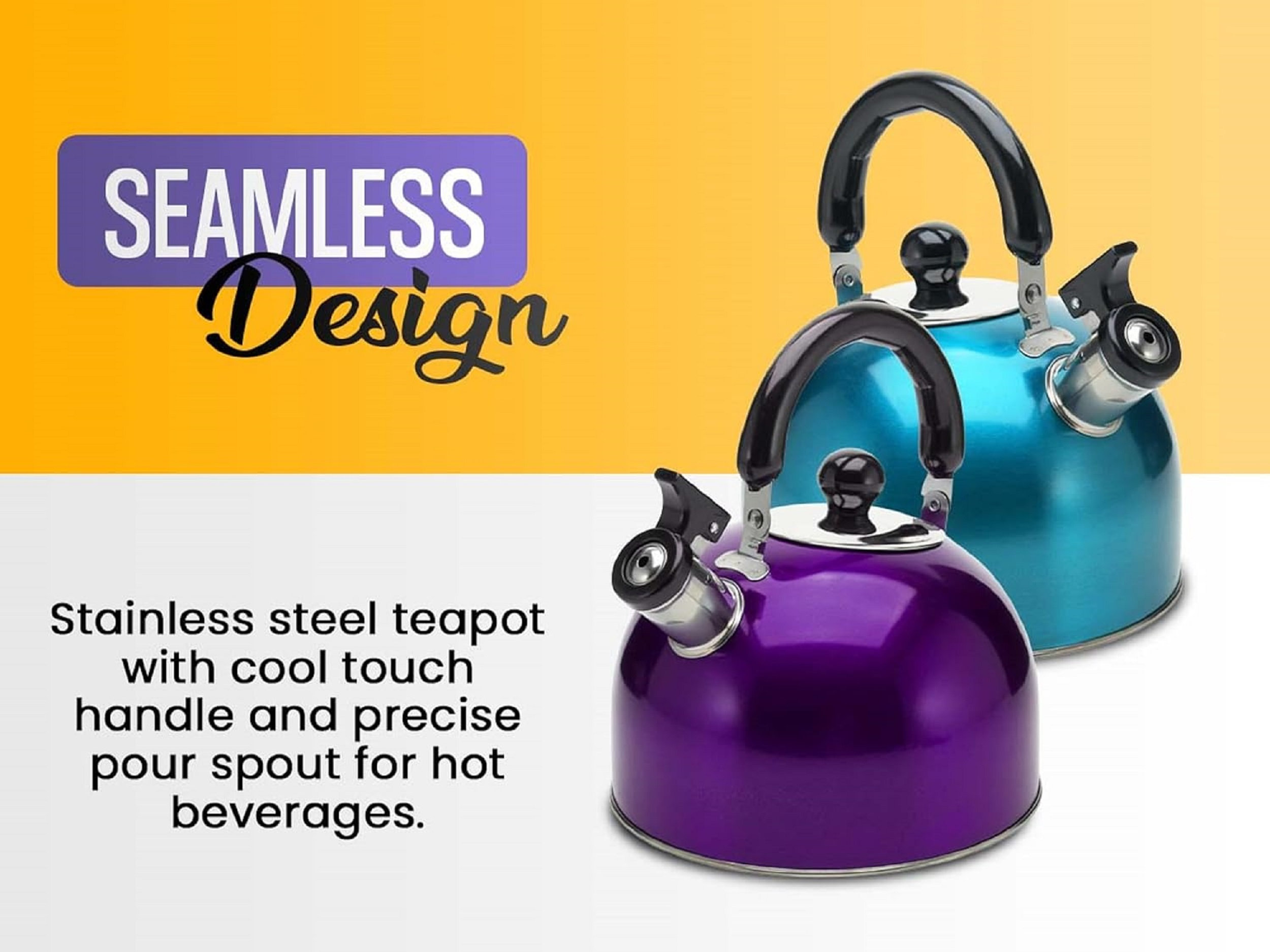 YBM Home Stainless Steel Stovetop Whistling Tea Kettle 3L, Induction ...