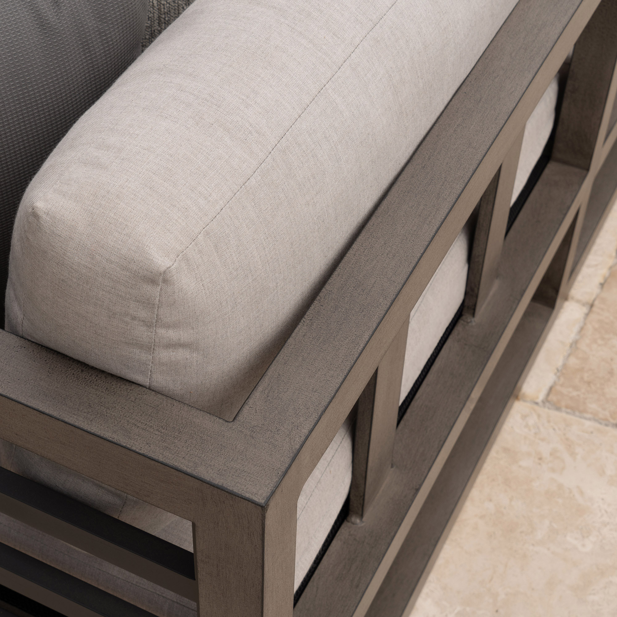Cape Outdoor Sofa With Sunbrella Fabric, Gray - Transitional - Outdoor ...