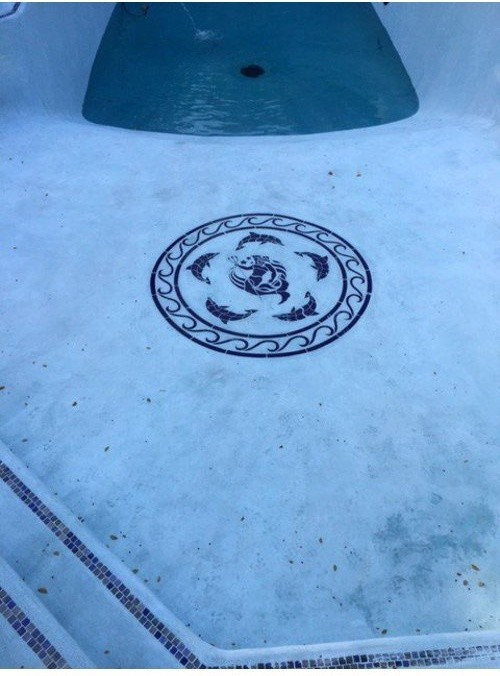 Dolphin & Neptune Medallion Ceramic Swimming Pool Mosaic, 48"x48 ...