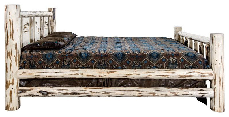Montana Woodworks Wood California King Bed with Engraved Moose Design ...