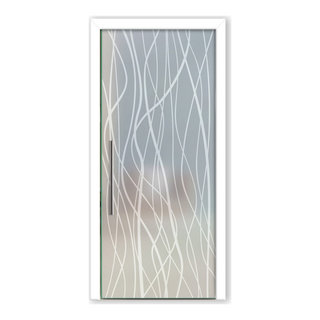 Frameless Glass Pocket Sliding Door With Frosted Design, 32"x84 ...