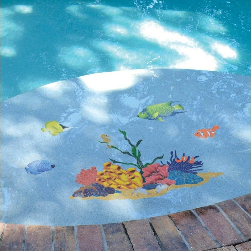 Tropical Reef Ceramic Swimming Pool Mosaic, 24"x33" - Beach Style ...