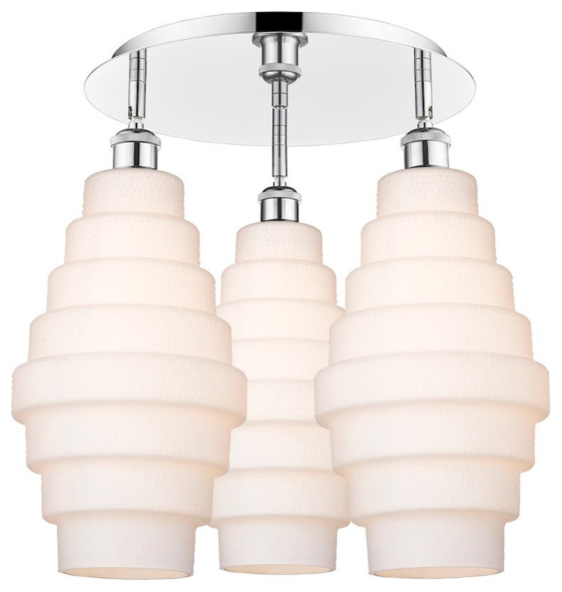 Innovations Lighting Cascade 3-Light 20" Flush, Chrome/White, 516-3C-PC-G671-8 - Industrial ...