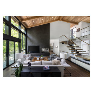 Modern Transitional Custom Home in Ann Arbor - Transitional - Living ...