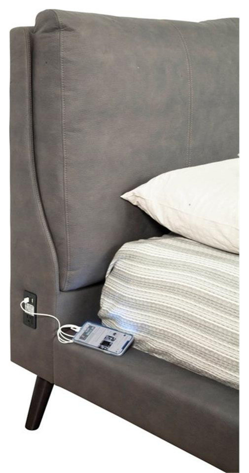Alpine Furniture Gabriela Full Upholstered Platform Bed in Gray ...