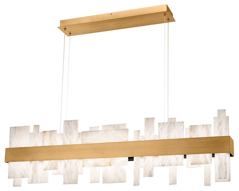 Modern Forms Acropolis 46" LED Linear Chandelier/3000K, Brass/Alabast ...